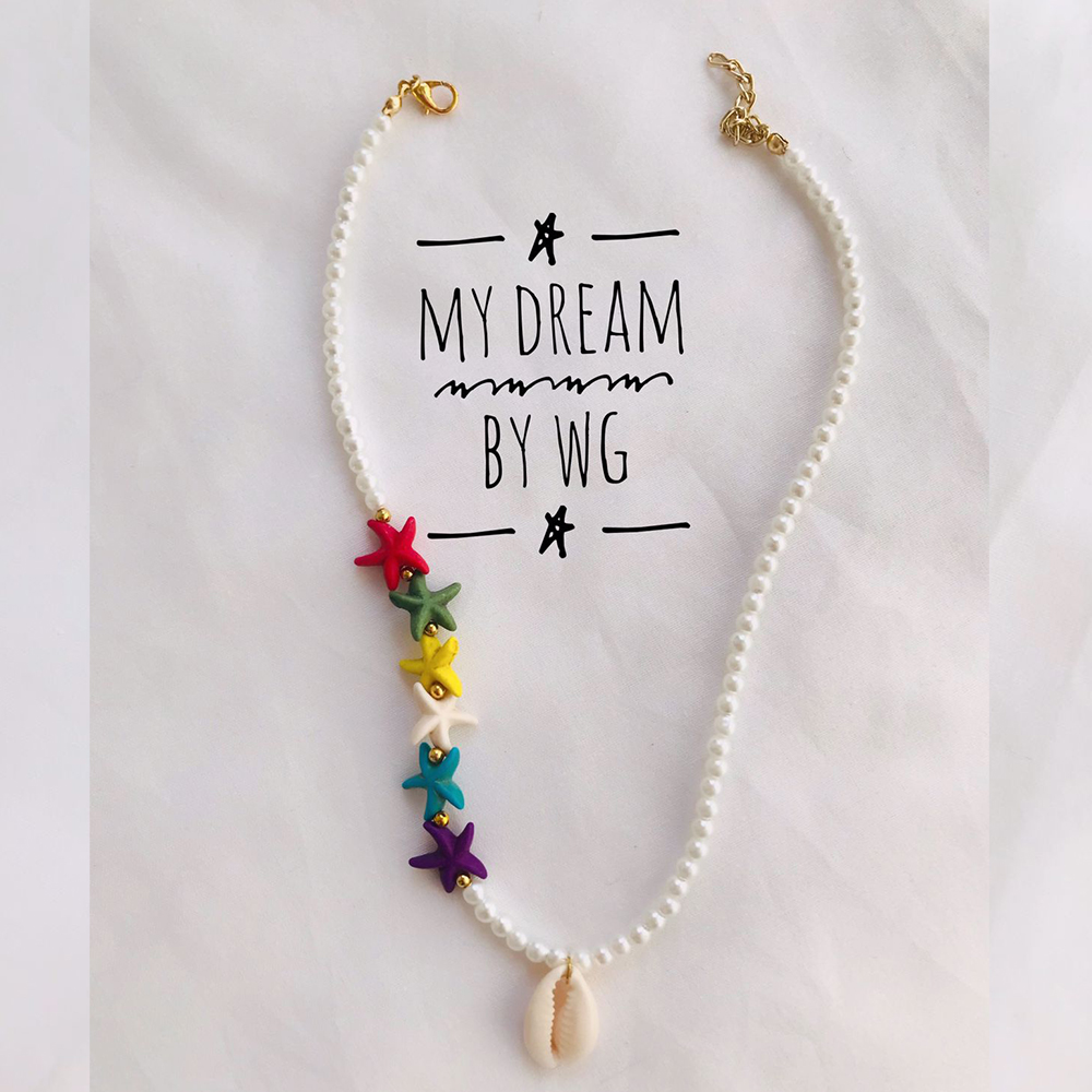 Collier perles et pendentif coquillage - Lwiza Hand Made