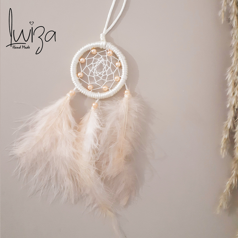 Dreamcatcher blanc saumon - Lwiza Hand Made