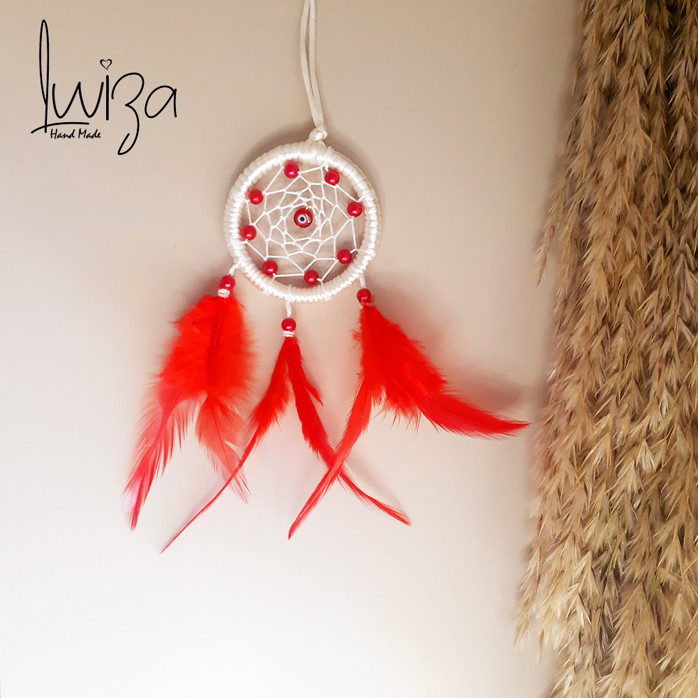 Dreamcatcher blanc et rouge - Lwiza Hand Made