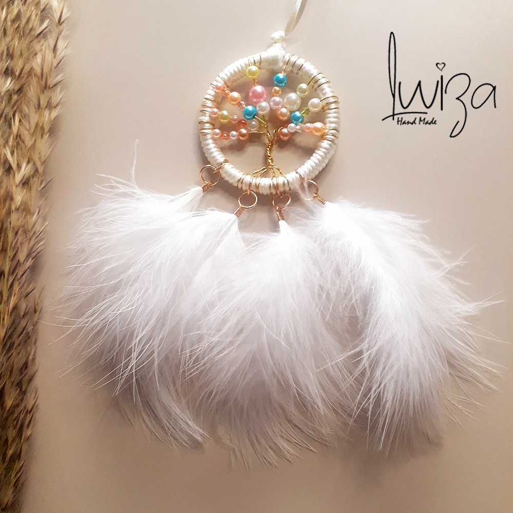 Dreamcatcher Arbre De Vie – Diamètre : 6 Cm : Plumes roses - Lwiza Hand ...