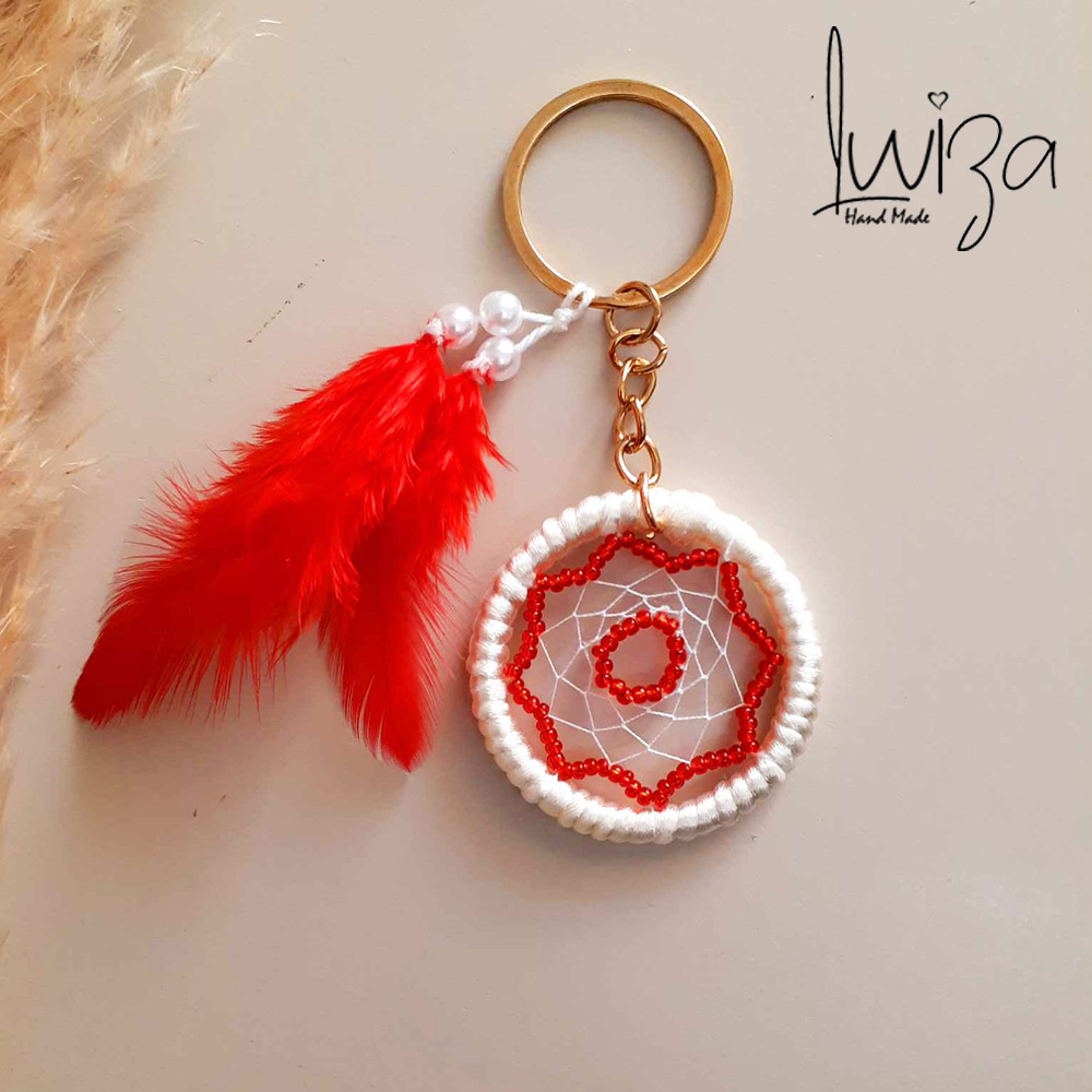 Porte Clé Perles rouges - Lwiza Hand Made