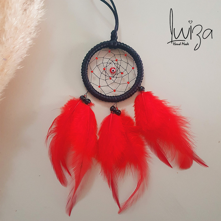 Dreamcatcher rouge et noir - Lwiza Hand Made
